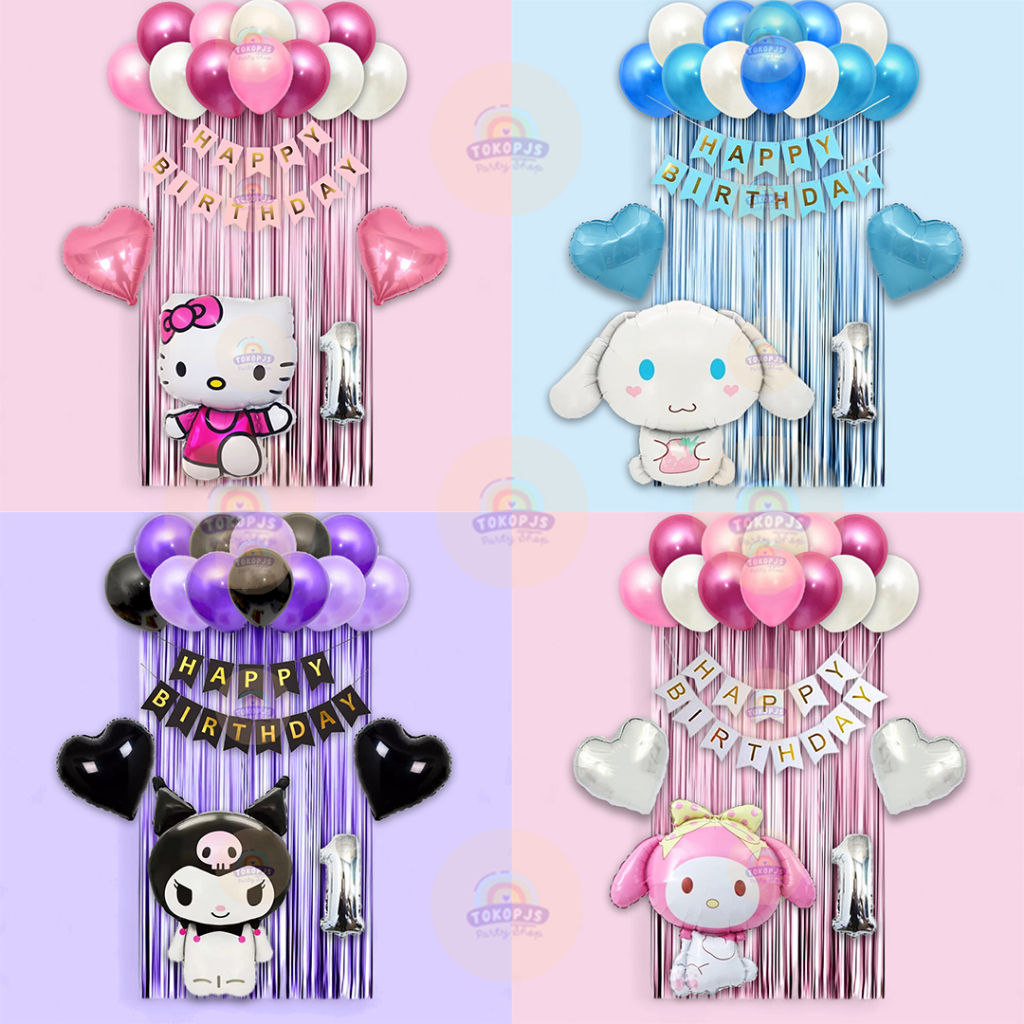 Jual Paket Dekorasi Ulang Tahun Karakter Sanrio Kuromi Hello Kitty ...