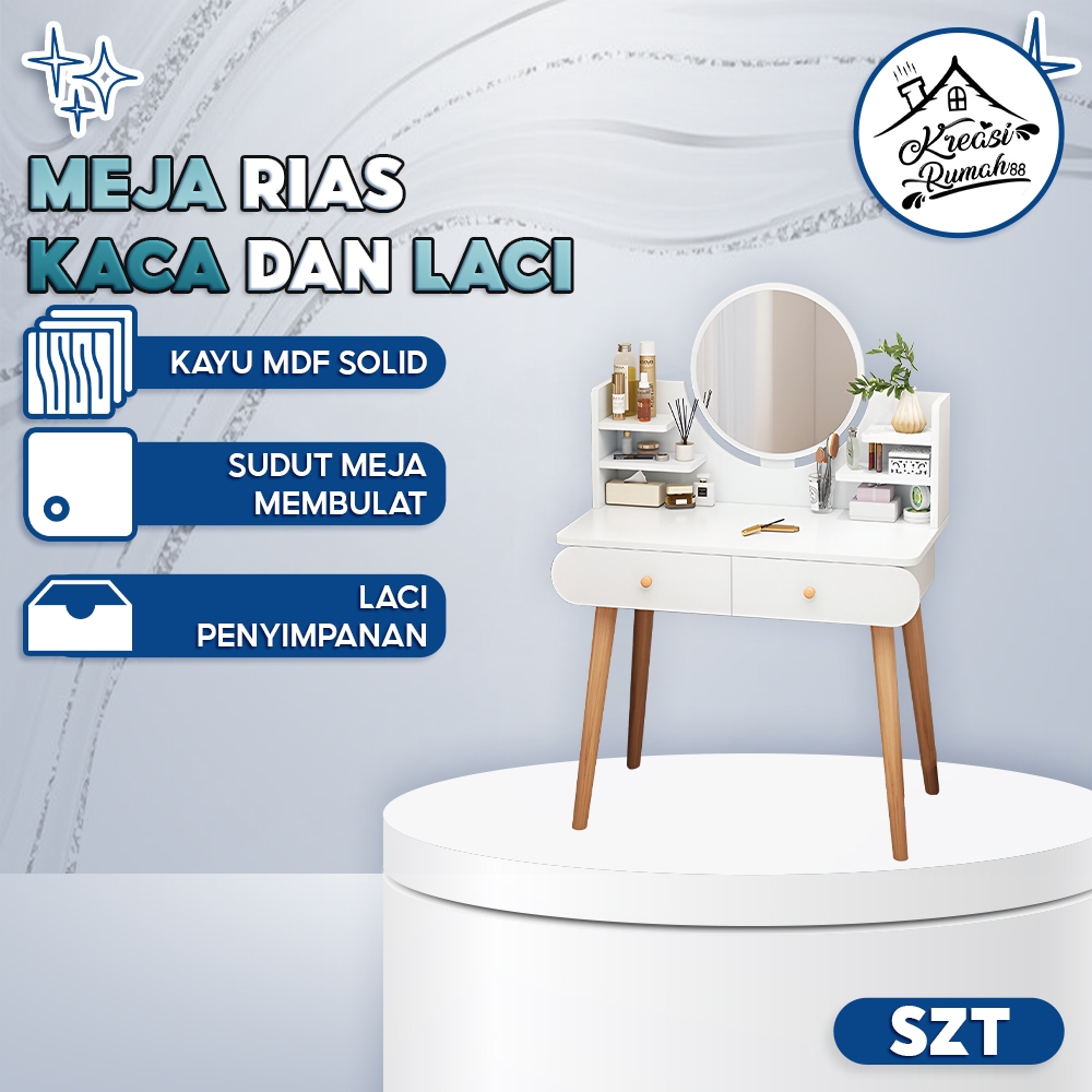 Jual Meja Rias Minimalis Kaca Meja Rias Aesthetic Laci dan Kaca KR ...