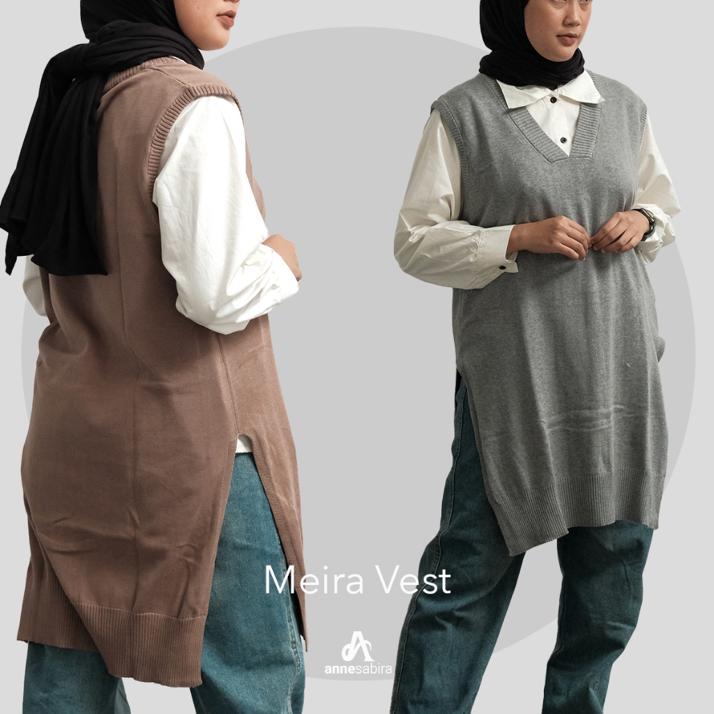 Jual MEIRA LONG VEST knit rompi rajut outer muslimah vest simple ...