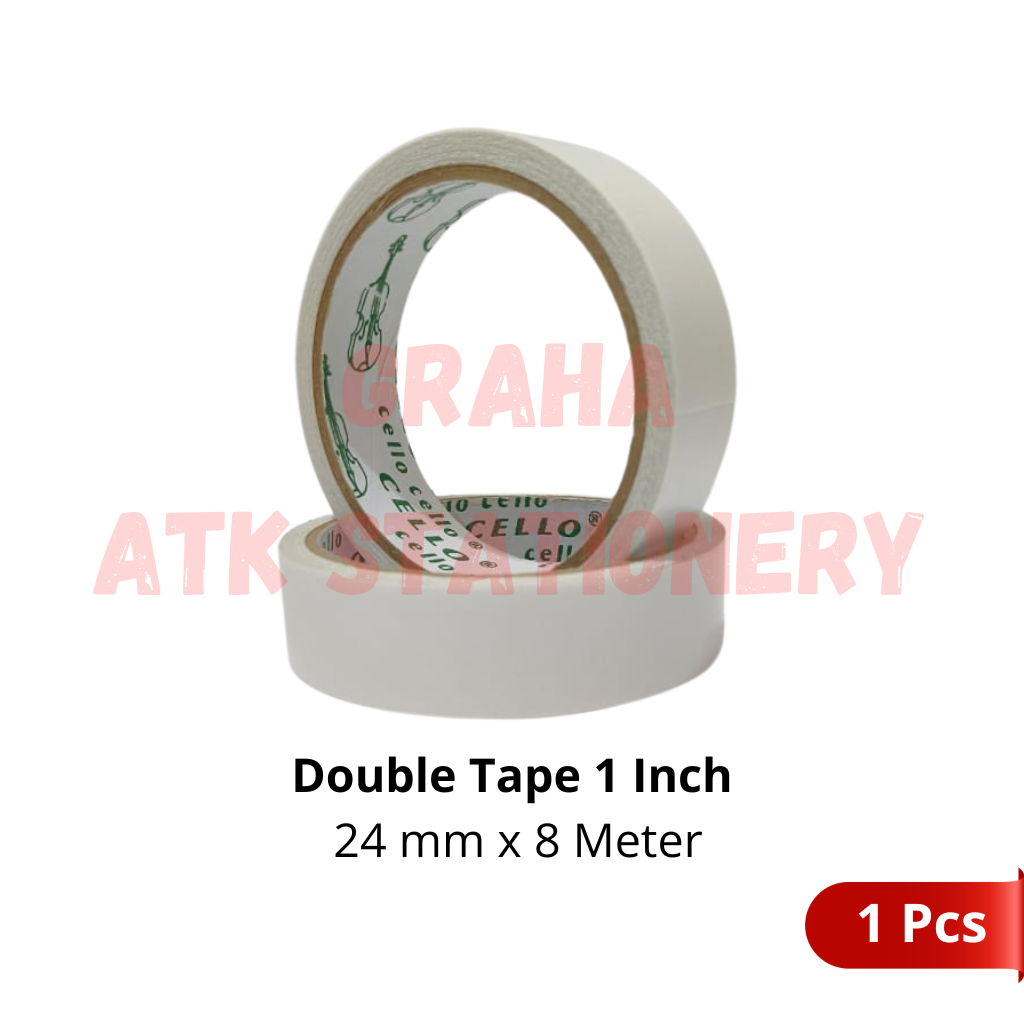 Jual [1 Pcs] Double Tape 1 Inch 24mm x 8 Meter / Perekat 2 Sisi Double ...