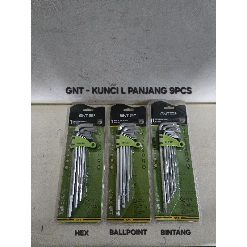 Jual GNT Kunci L Panjang Set 9 Pcs Bintang Hex Key Ball Point / Kunci L ...