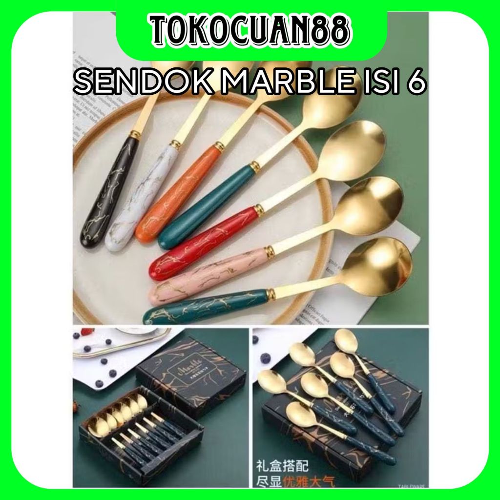 Jual SENDOK MARBLE SET ISI 6PCS / SENDOK EMAS 1 SET | Shopee Indonesia