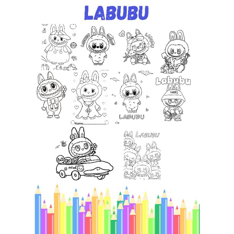 Jual Lembar warna A5 isi 50 lembar free pensil warna LABUBU / SANRIO ...