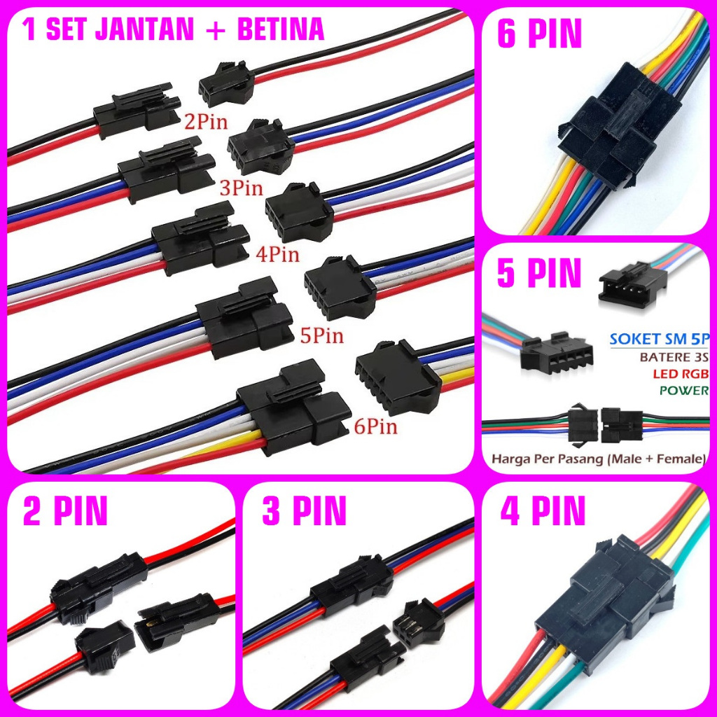 Jual SOKET KABEL 2p 3p 4p 5p 6p 2 pin 3 pin 4 pin 5 pin 6 pin 2pin 3pin 4pin 5pin 6pin kaki ...