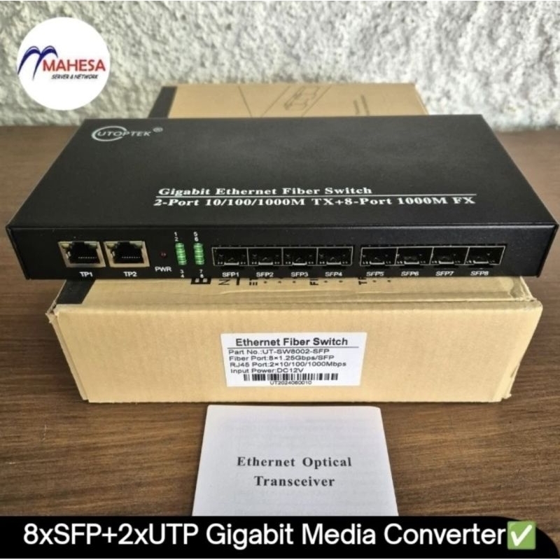 Jual NUFIBER NF-A8002F SWITCH FO 8 SFP + 2 UTP Gigabit Switch FIBER OPTIC Media Converter 8SFP ...