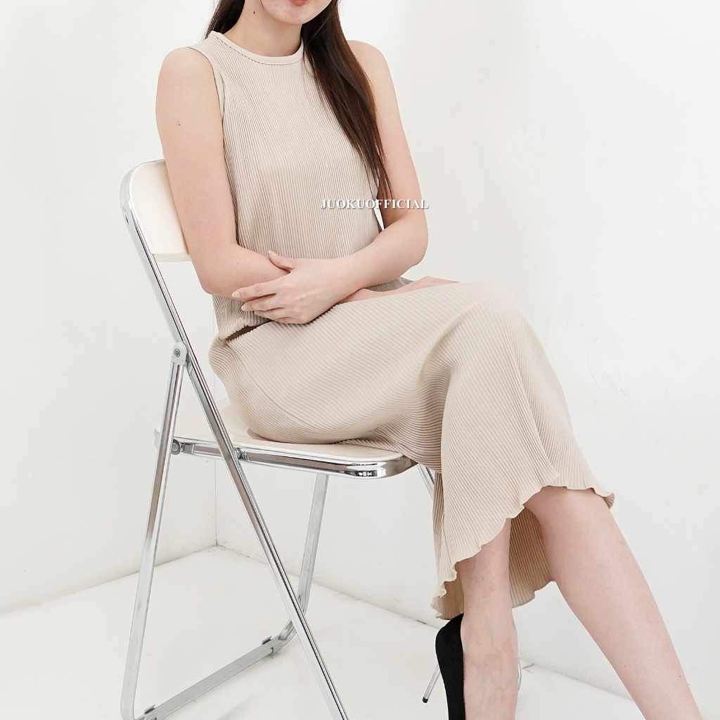 Jual Inner Midi Dress Span Wavy Plisket Lidi / Dress Wavy / Dress Span ...