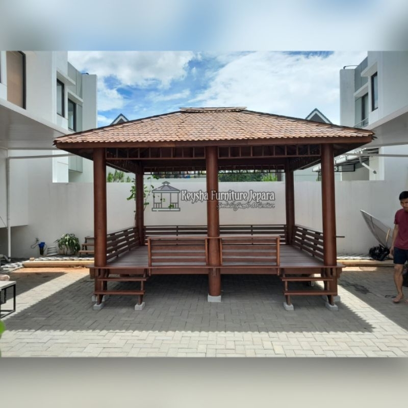 Jual Gazebo 3x4m Kayu Kelapa 6 Tiang | Jual Gasebo Ukuran Besar ...
