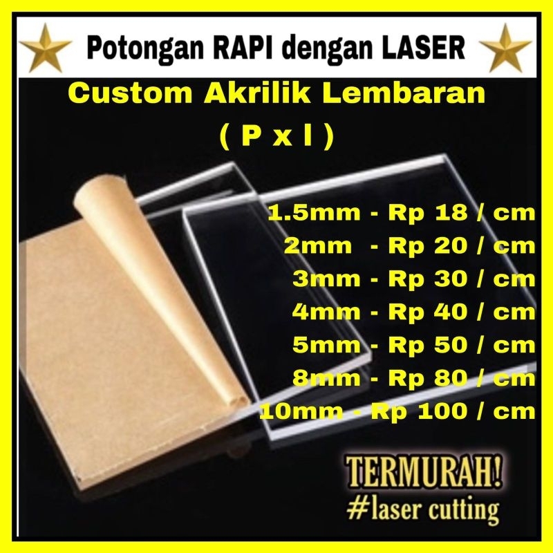Jual AKRILIK Lembaran CUSTOM / Akrilik bening / Custom Akrilik / Acrylic | Shopee Indonesia