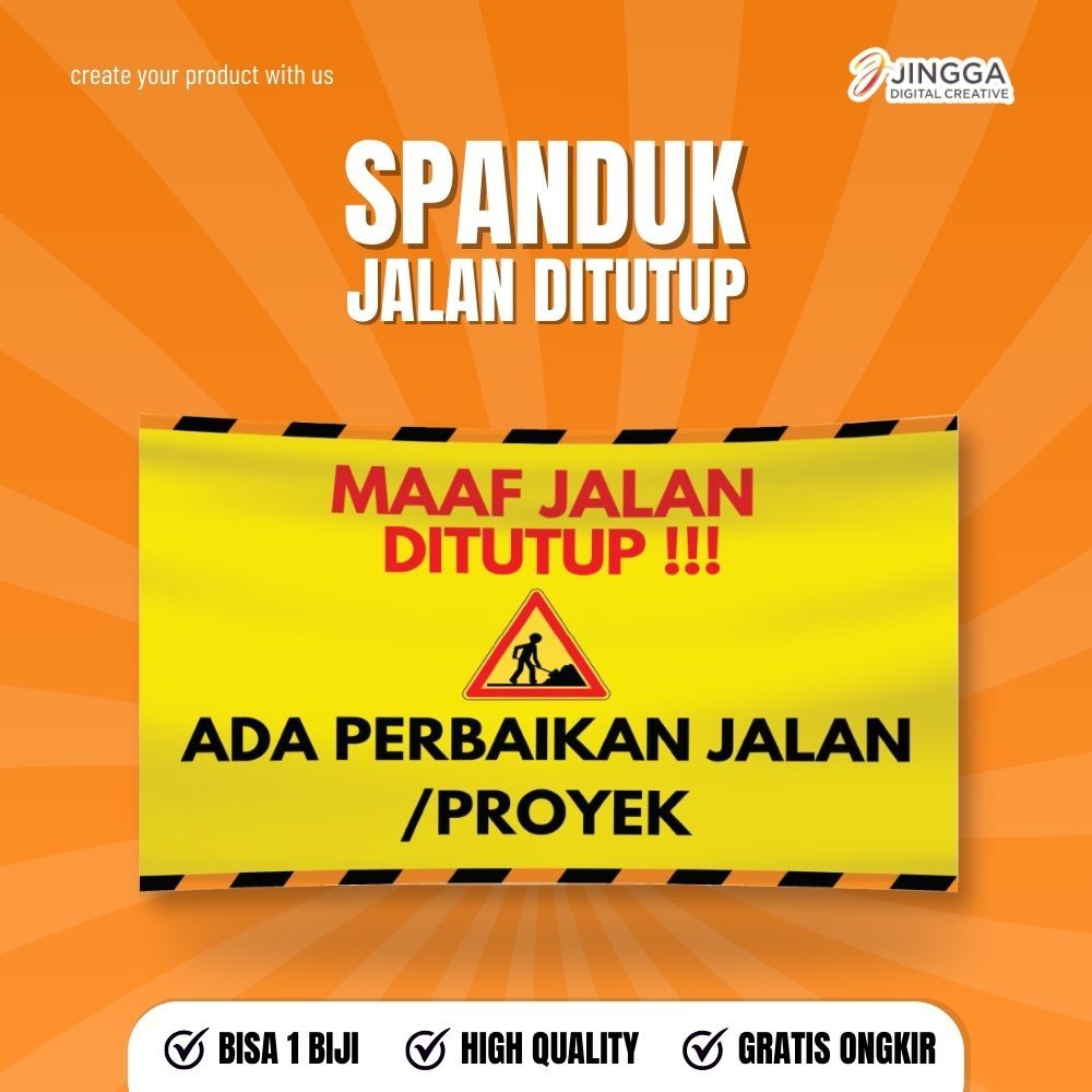Jual [JINGGA] Spanduk Peringatan perbaikan Jalan | Banner Perbaikan ...