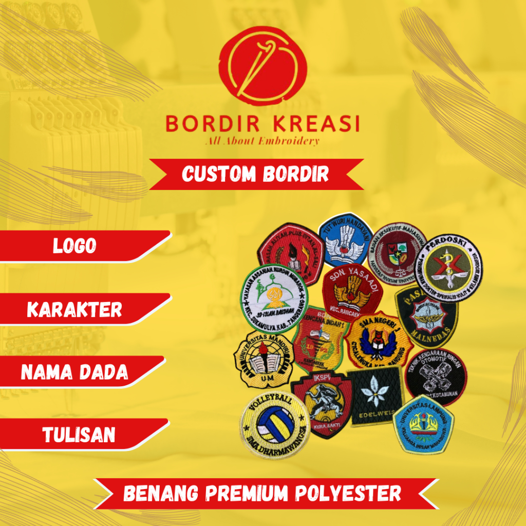 Jual Bordir Custom Logo/ Bordir Nama Satuan/ Bisa satuan/ TANPA ...