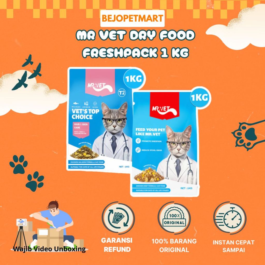 Jual Mr. Vet 1 KG - Makanan Kucing Kering Mr.Vet T1 dan T2 1KG ...
