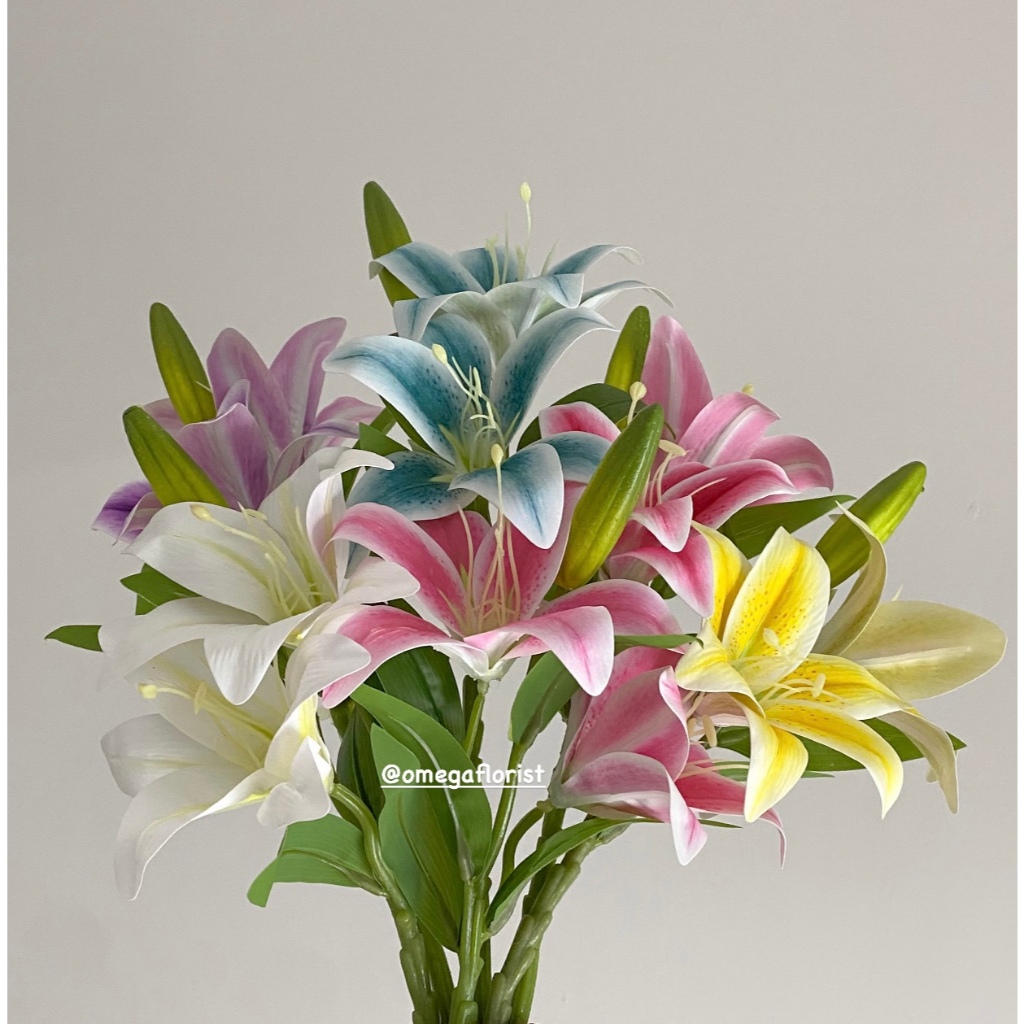 Jual Bunga Lily Latex 2 Cabang Bunga lili Palsu Bahan Lateks Artificial ...