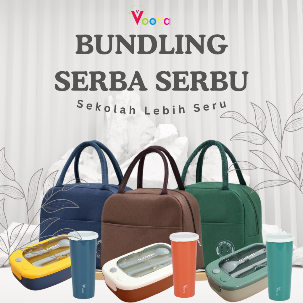 Jual VOOVA Bundling Serba Serbu/ Paket Bekal 3 in 1/ Lunch Bag Set/ Lunch Box Set/ Botol Minum ...