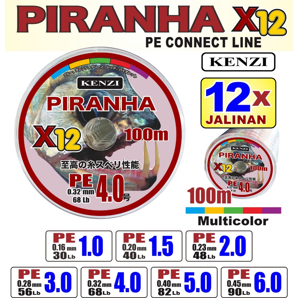 Jual Senar Pancing PE Kenzi Piranha X12 100 m | Shopee Indonesia