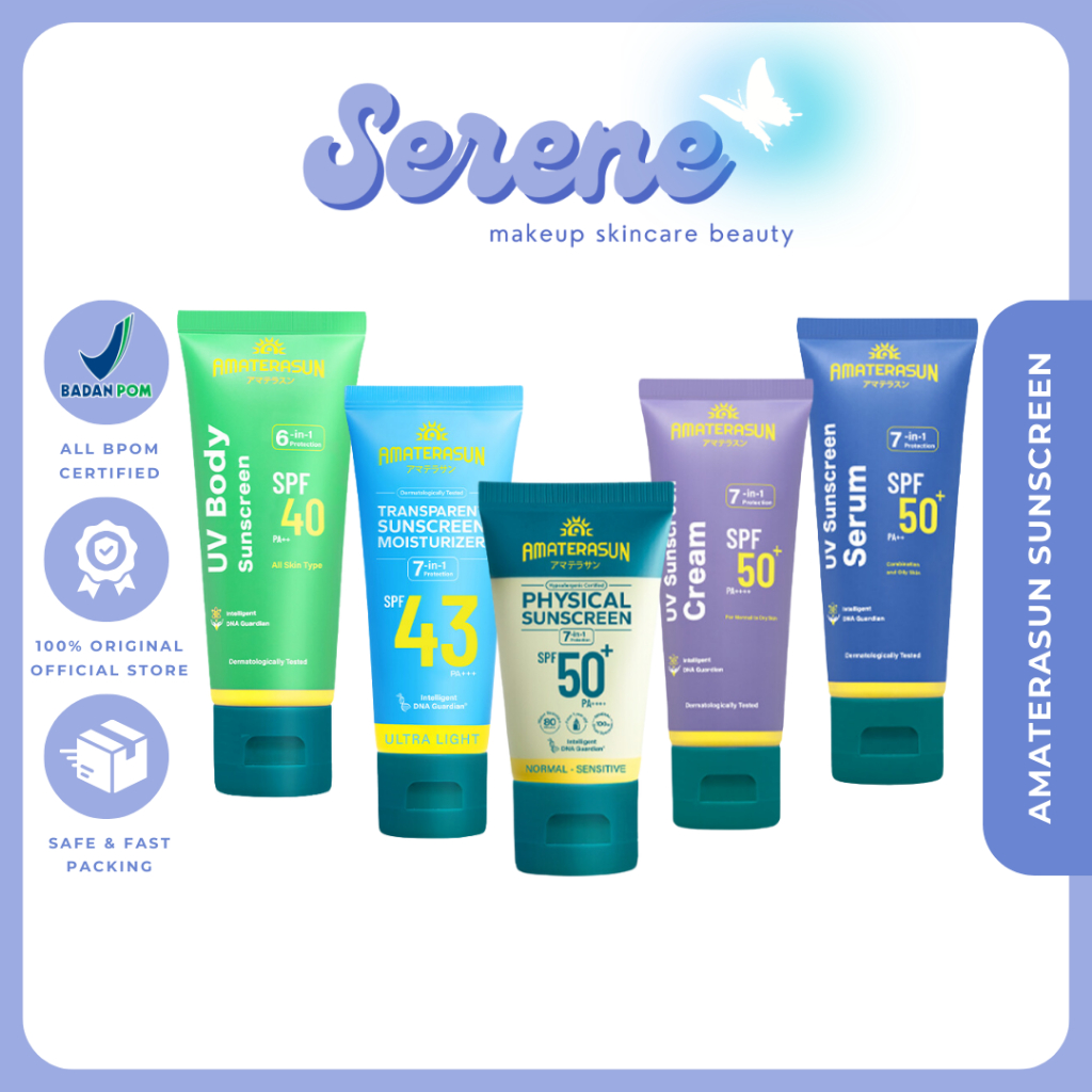 Jual [READY EXP 2027] Amaterasun Transparent UV Serum Cream Physical Body SPF50 Sunscreen Series ...