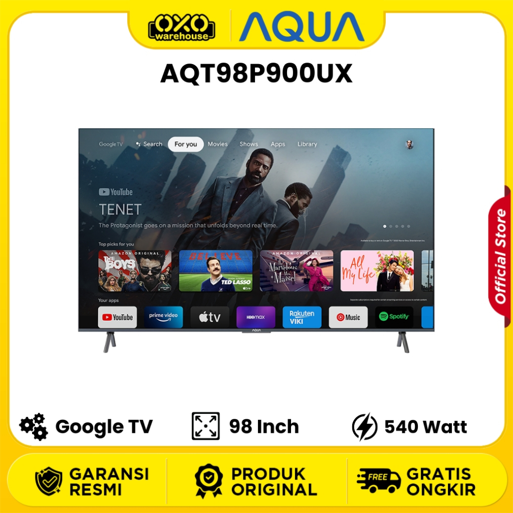 Jual Aqua Google Tv 98 Inch Resolusi 4K Hdr AQT98P900UX Garansi Resmi | Shopee Indonesia