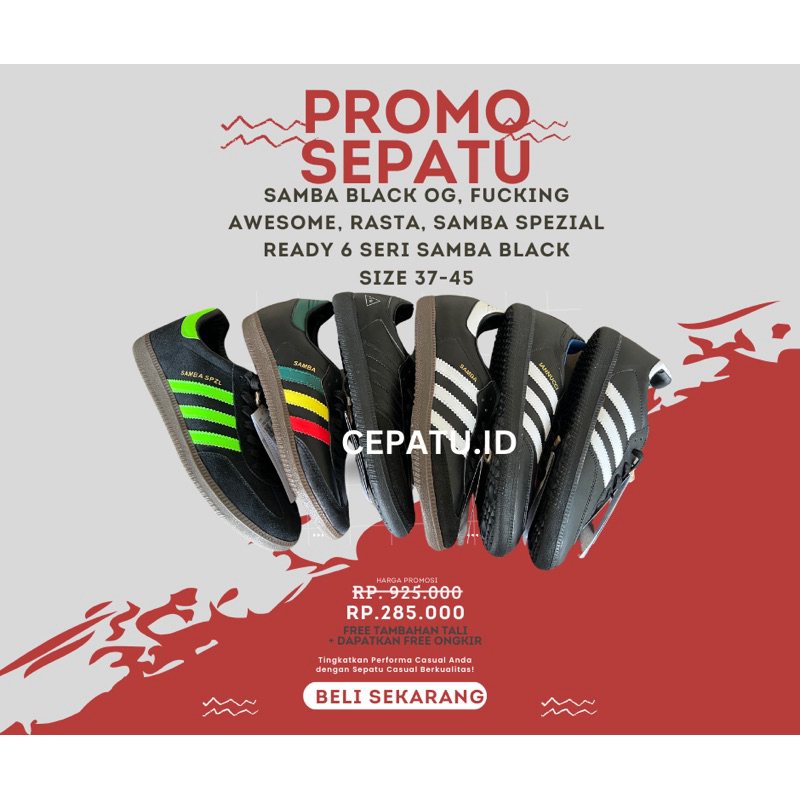 Jual SEPATU CASUAL SAMBA BLACK & NAVY 6 SERI MODEL REAL PICT | Shopee ...