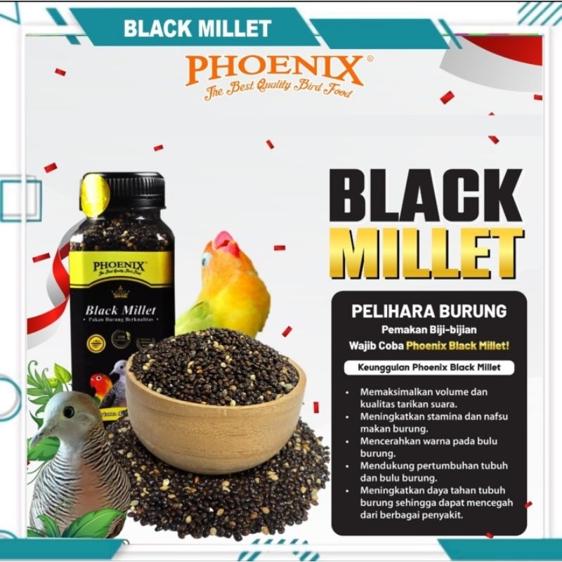 Jual Phoenix Black Millet Toples Pakan Pelengkap Biji Millet Hitam ...
