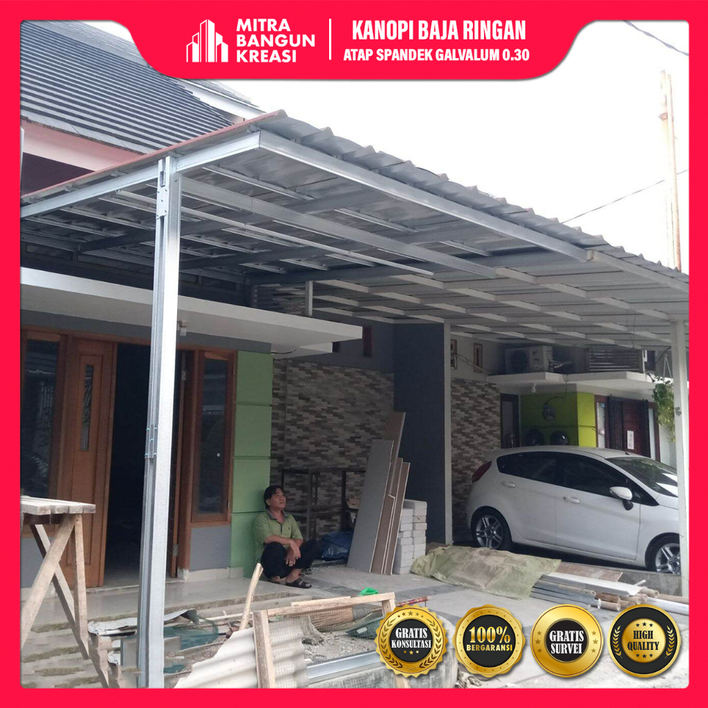 Jual Kanopi Baja Ringan Atap Spandek Galvalum 0.30mm [KR002] | Shopee Indonesia