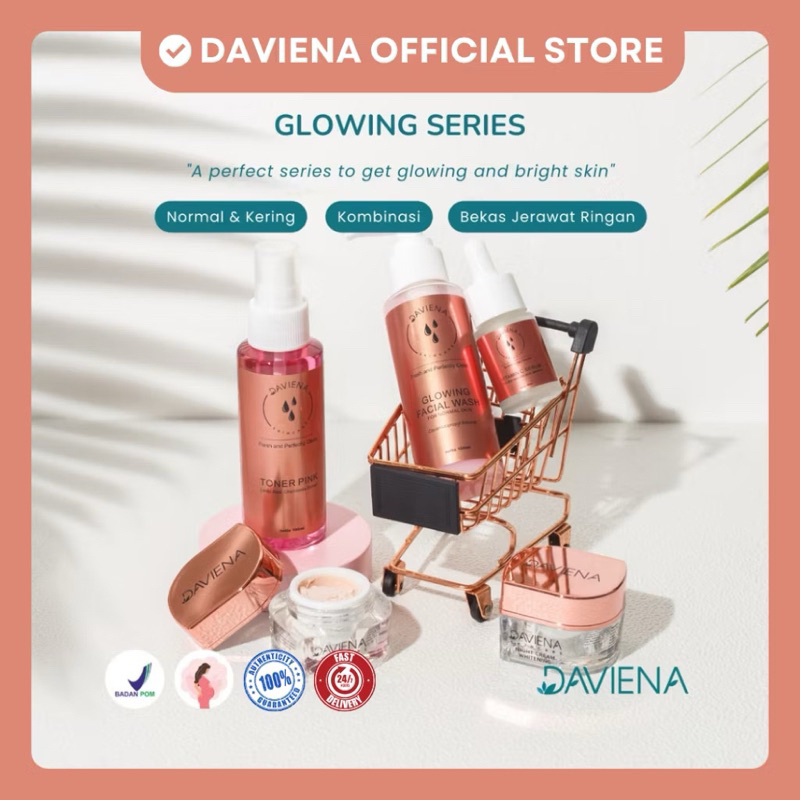 Jual Paket Lengkap 5pcs Glowing Series Daviena Skincare Official | Face ...