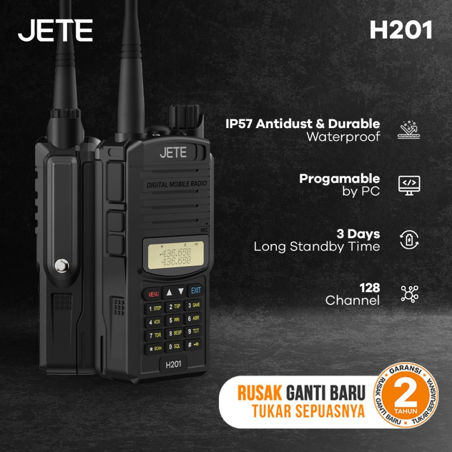 Jual JETE HT H201 Handy Talky 128 Channel PC Programmable IP57-Garansi ...