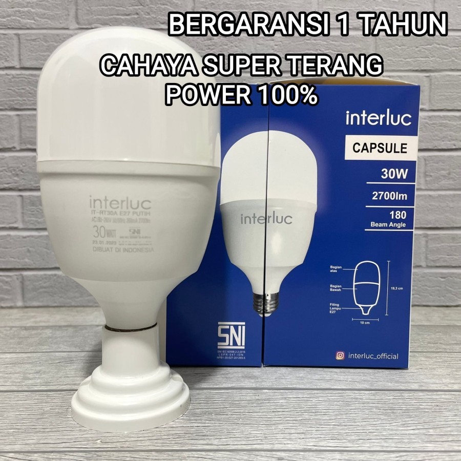 Jual INTERLUC LED BULB 30W 30 WATT CAHAYA PUTIH SNI GARANSI 1 TAHUN | Shopee Indonesia