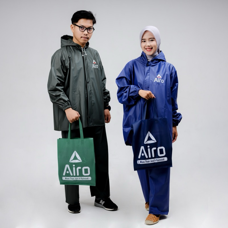 Jual AIRO - Jas Hujan Setelan Anti Rembes Mantel Pria Wanita Raincoat Bahan Karet PVC 0,25 ...