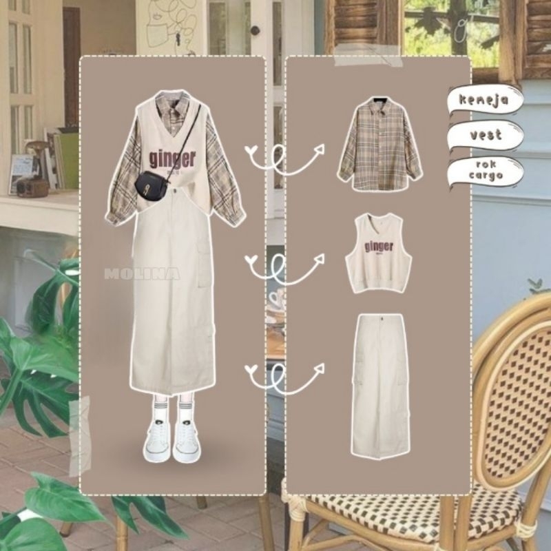 Jual SET01 - ONESET 3in1, Outfit Korea, Set Korea, Ootd Korea, Vest ...
