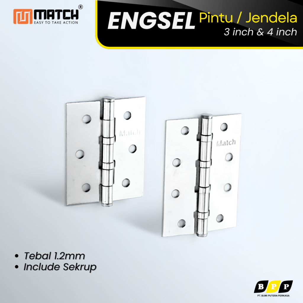 Jual Engsel Besi Pintu Jendela Tebal 1.2mm Free Sekrup Sepasang MATCH ...