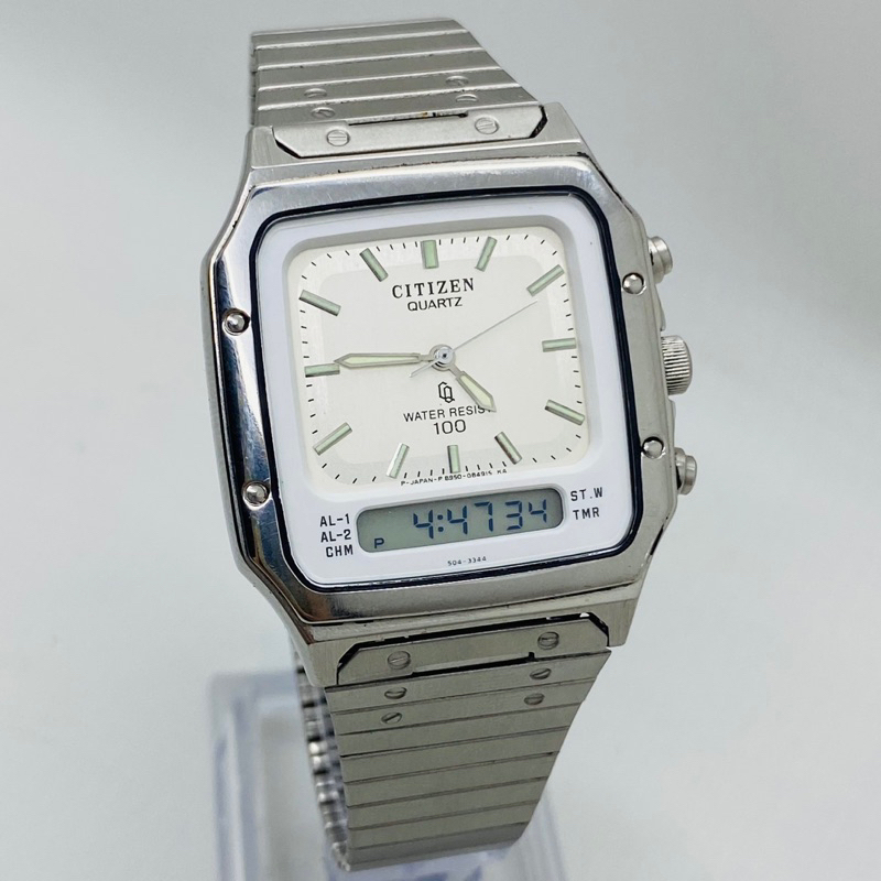Jual Citizen 8950-086163 Ana-Digi Square Collector Item White Dial Made ...