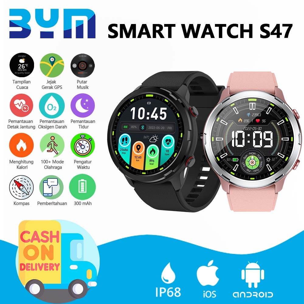 Jual Best Sale Smartwatch Gps Map Sport Pria Bym S47 Jam Tangan Running Jam Olahraga Wanita ...
