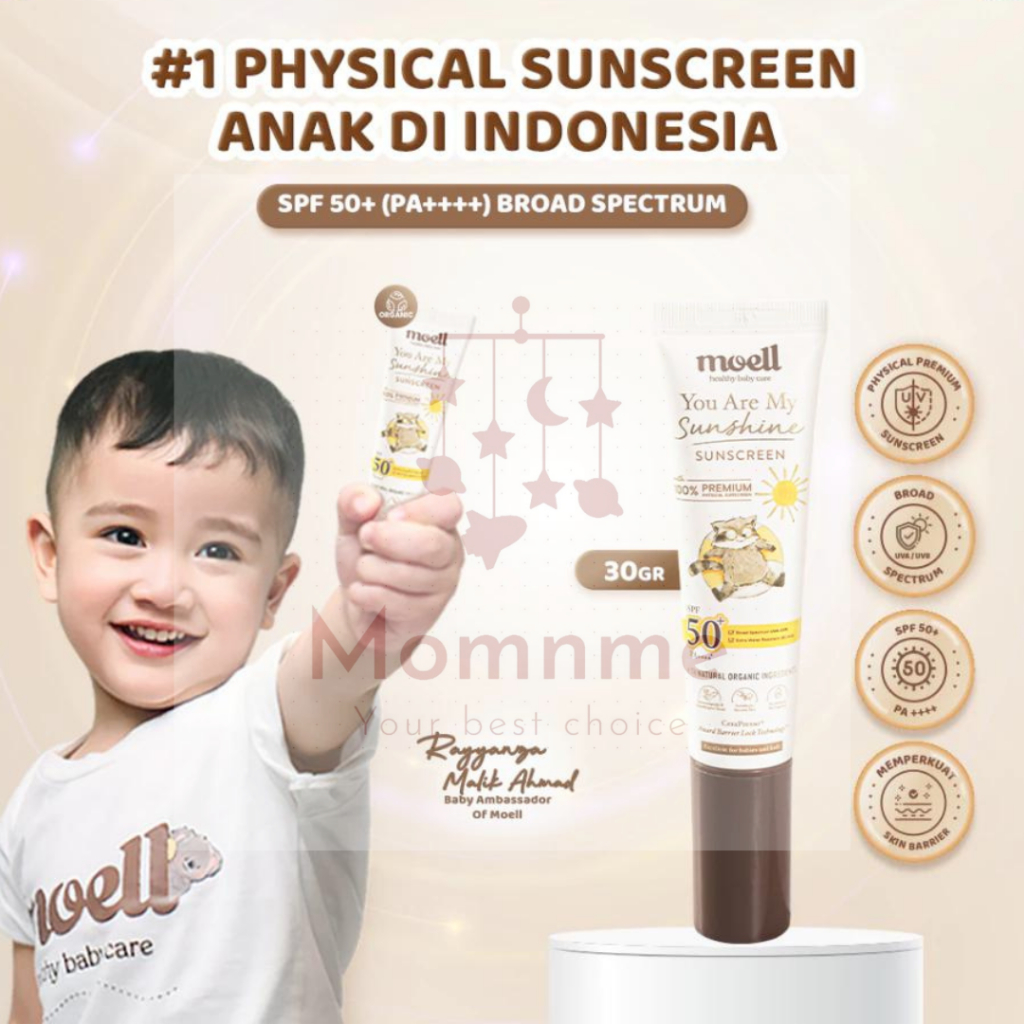 Jual Moell Physical Sunscreen Anak & Bayi SPF 50+ (PA++++) 30 gr ...