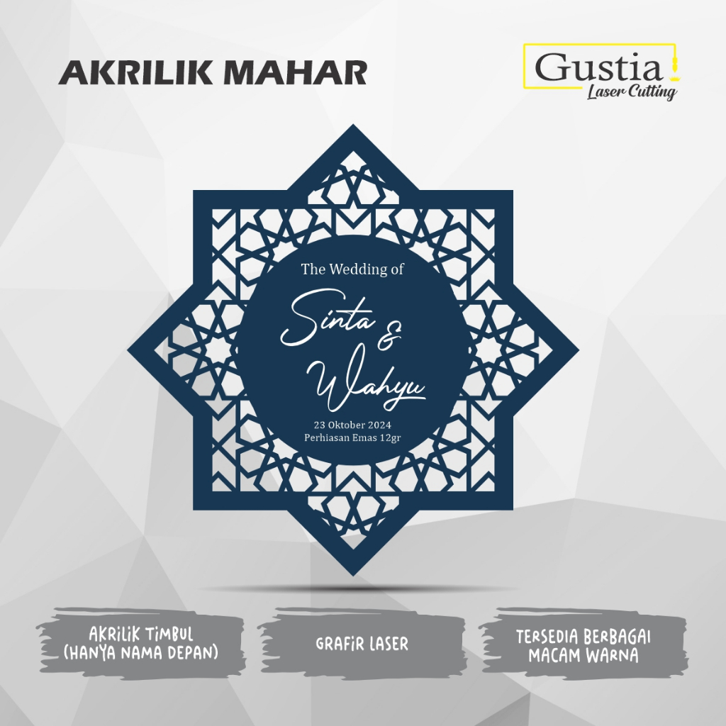 Jual Laser Cut Grafir Nama Mahar Mandala Akrilik | Seserahan Nikah ...