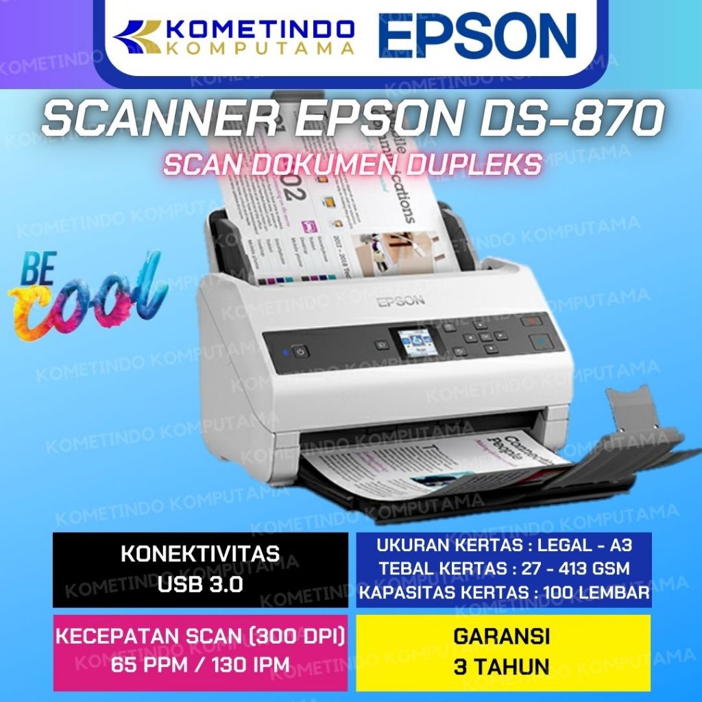 Jual TKDN DS870 A4 Epson WorkForce Duplex Sheet-fed Document Scanner ...