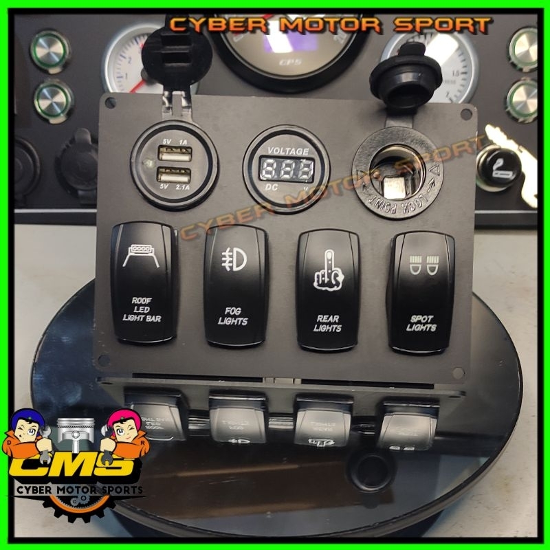 Jual dashboarad mobil panel Saklar 12v 24v USB charger volt meter DC ...