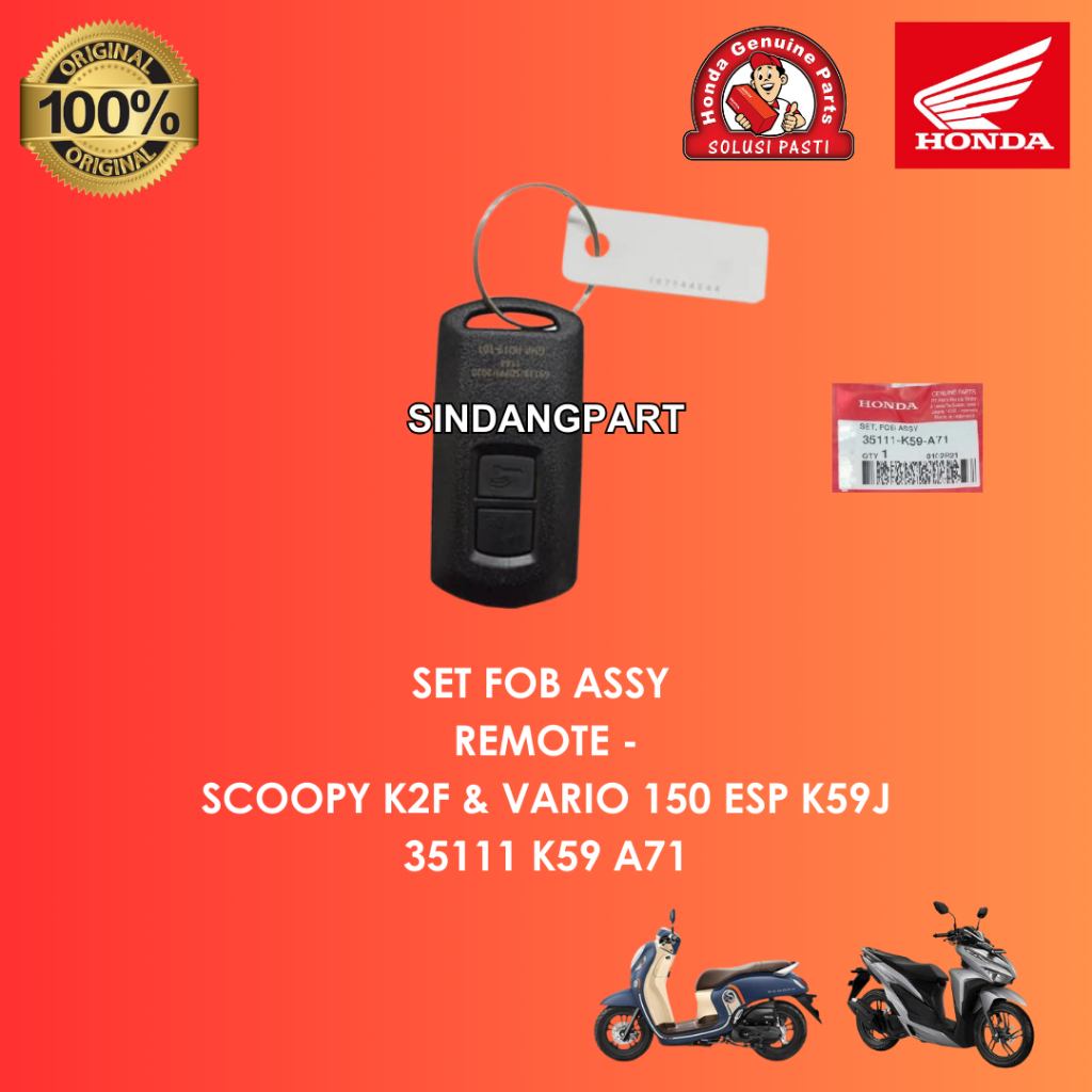 Jual Remote (Keyless) Set FOB Assy - Honda Scoopy K2F & Vario 150 eSP ...