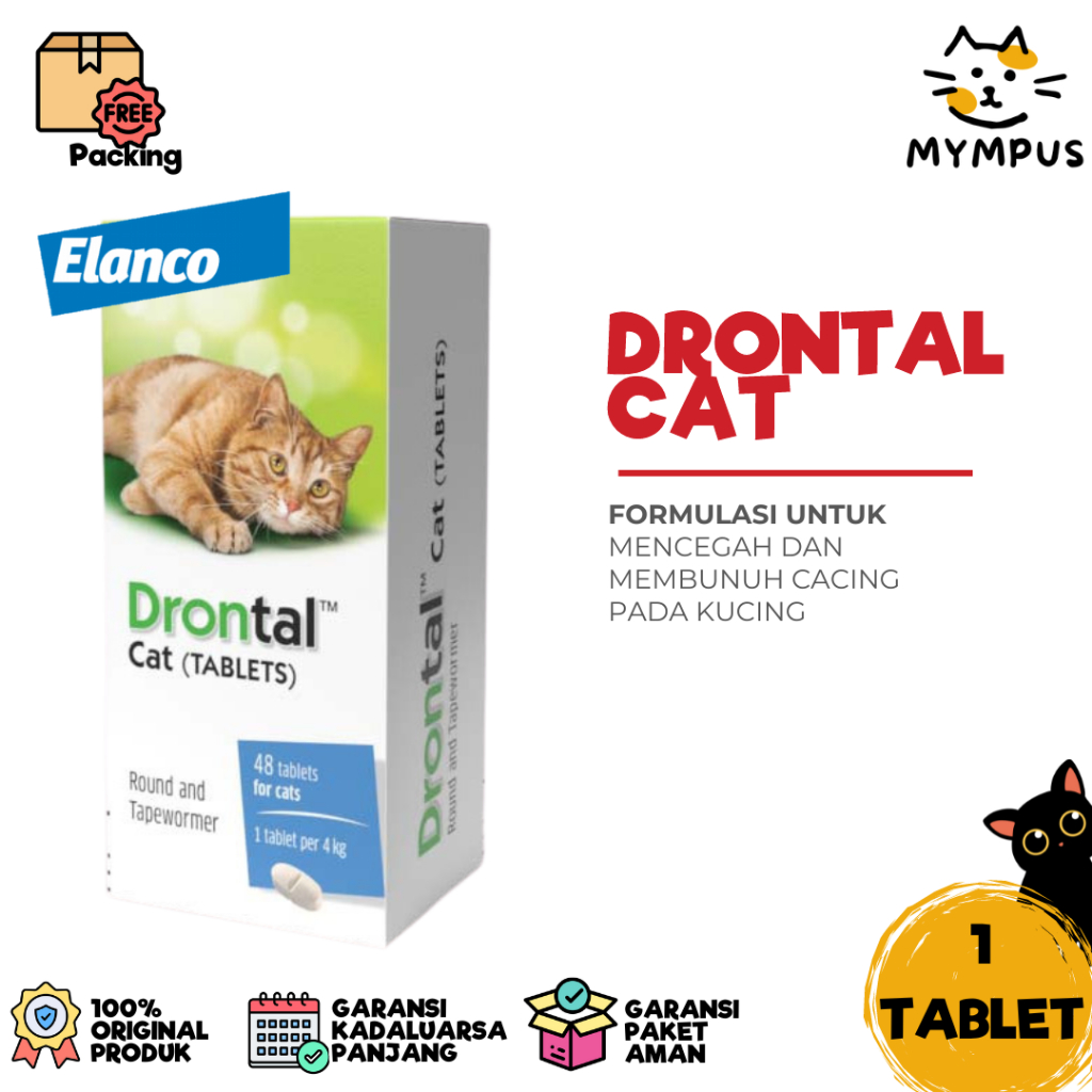 Jual Drontal Cat (1 tablet) Obat Cacing Makan KUCING | Shopee Indonesia