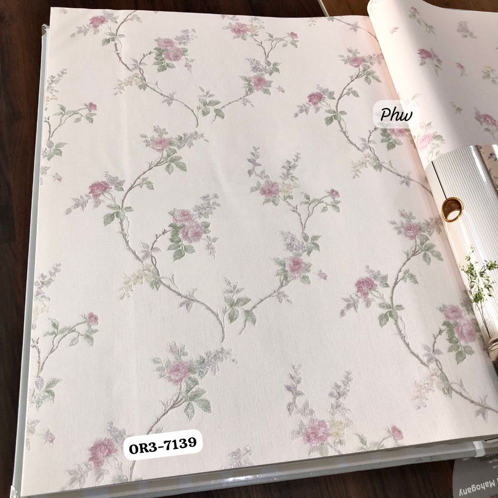 Jual Wallpaper Dinding Bunga Pink Shabby Chic Salur Soft Simple Modern Orange III | Shopee Indonesia