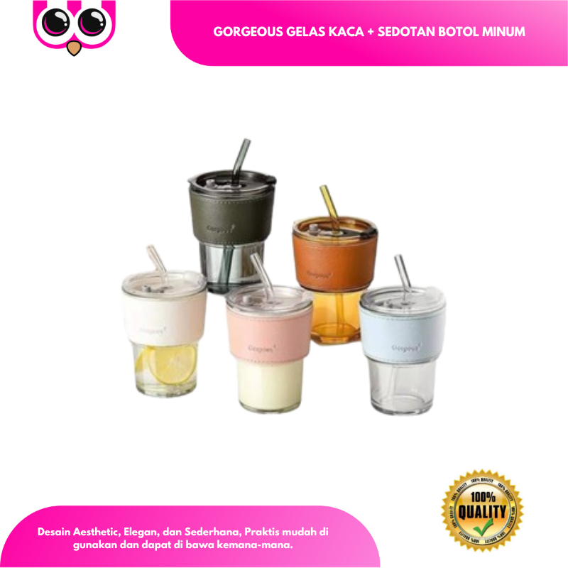 Jual GORGOUS GELAS KACA + SEDOTAN BOTOL MINUM GORGEOUS BOTTLE CUP GELAS ...