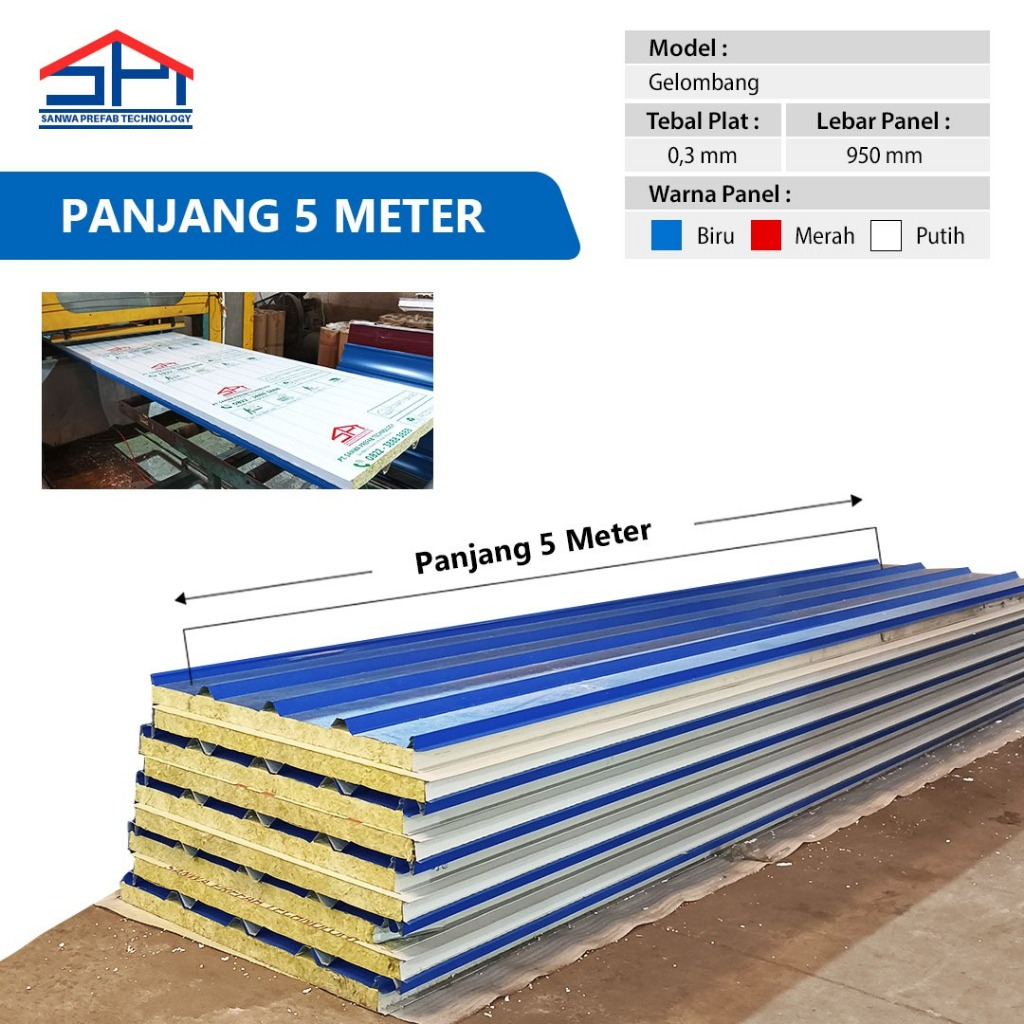 Jual Sanwa - Sandwich Panel Rockwool Atap Peredam Suara Tahan Api Tahan ...