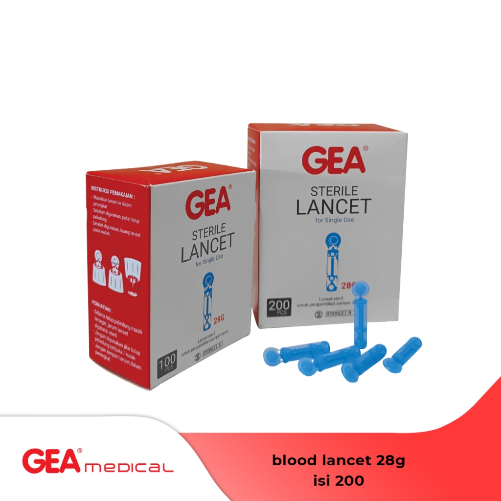 Jual GEA Blood Lancet 28G isi 200 | Shopee Indonesia
