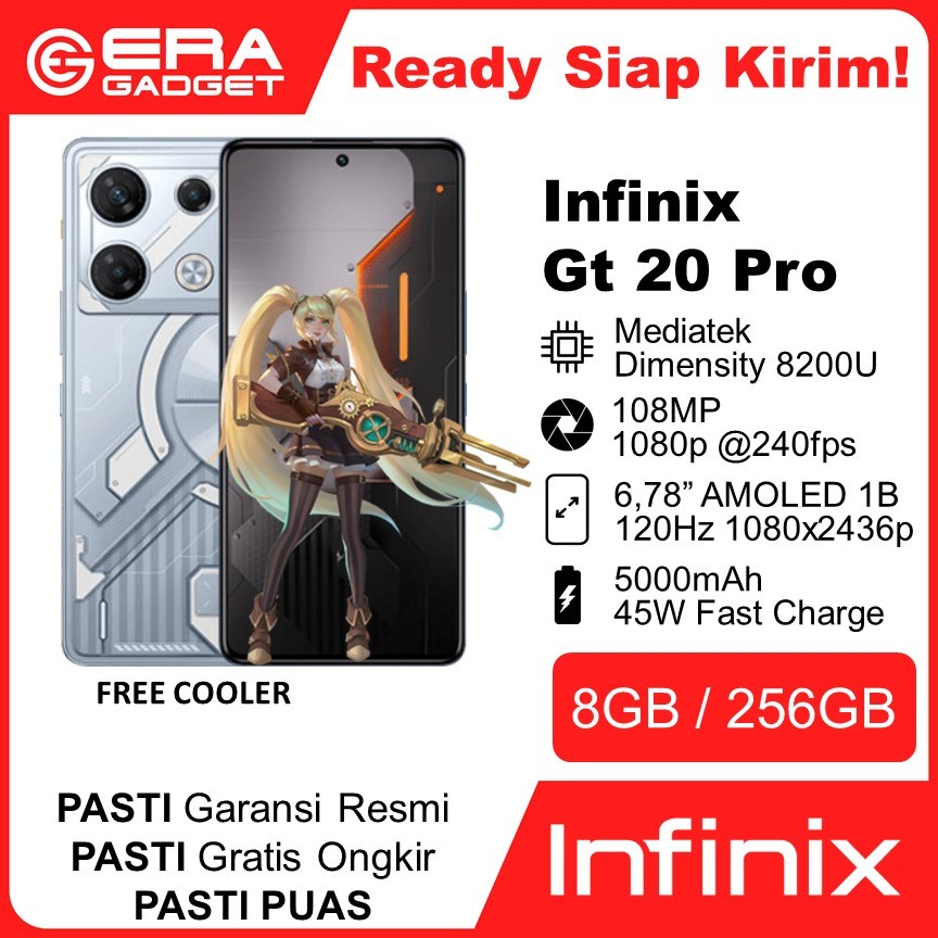 Jual Hp Gaming Infinix GT 20 PRO 5G 8Gb 256Gb Amoled 120hz Free Cooler ...