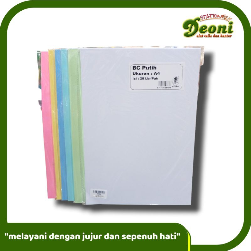 Jual Bamboo BC Premium Kertas Karton A4 Putih Pink Hijau Biru Tosca ...