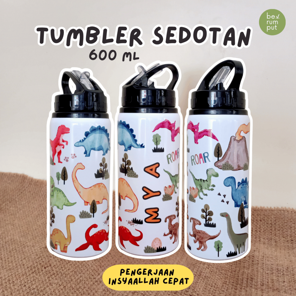 Jual [berumput] Botol Minum Anak Tumbler Custom Nama Motif Dinosaurus ...