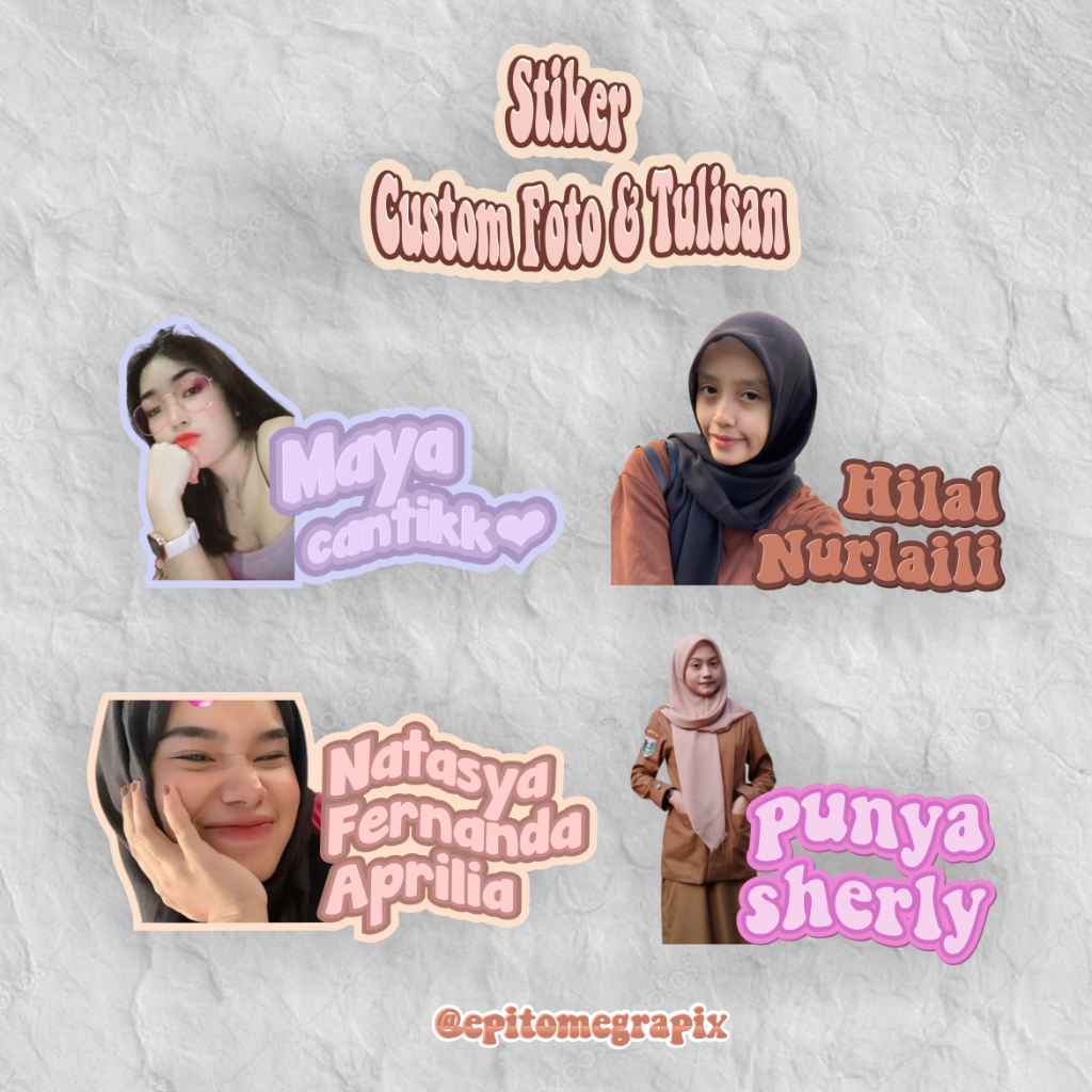 Jual [ COD ] STIKER CUSTOM NAMA & FOTO VIRAL | FREE DESIGN | STIKER ...