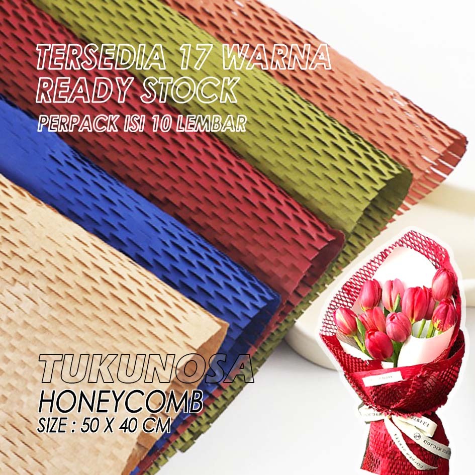 Jual PERPACK [10 LBR] FLOWER WRAPPING PAPER HONEYCOMB KERTAS HONEYCOMB ...