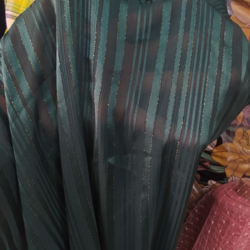 Jual bahan kain sifon motif - kain chiffon giliter motif salur - bahan ...