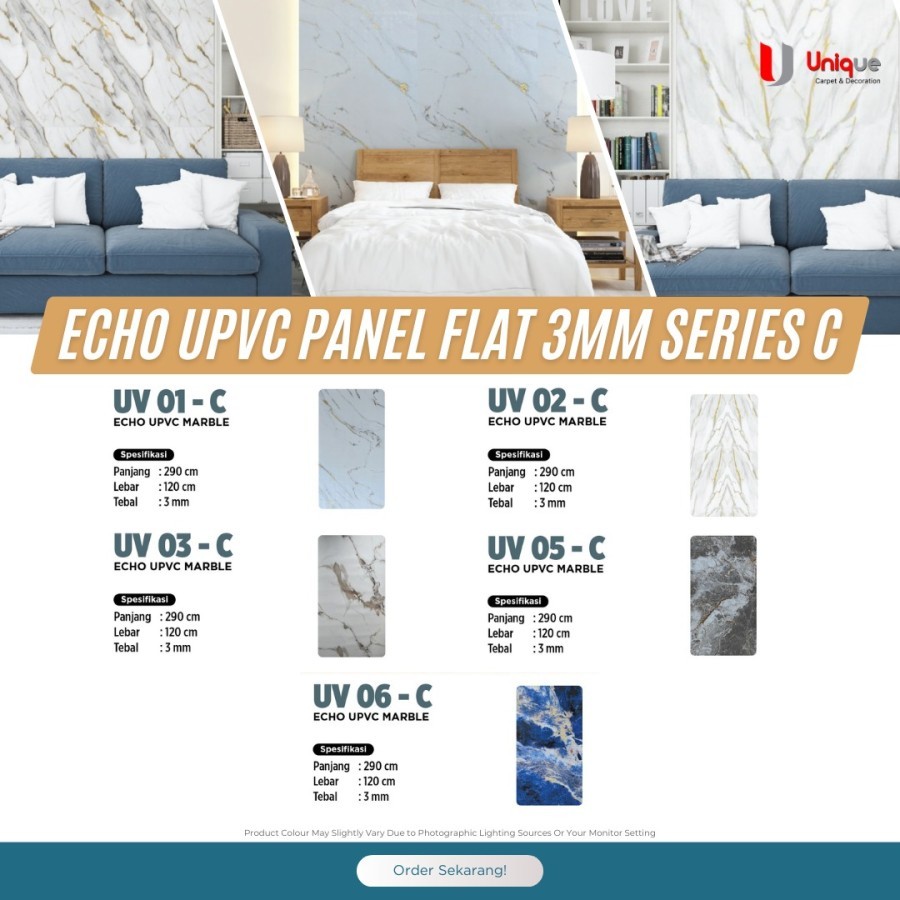 Jual ECHO UPVC Panel Flat Marble Tebal 3mm Series C / PVC Board Ruang ...
