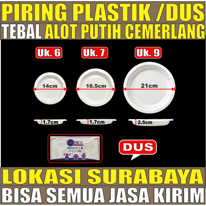 Jual Piring Plastik Tebal Putih Cemerlang P6 uk 6 kecil / P7 uk 7 ...