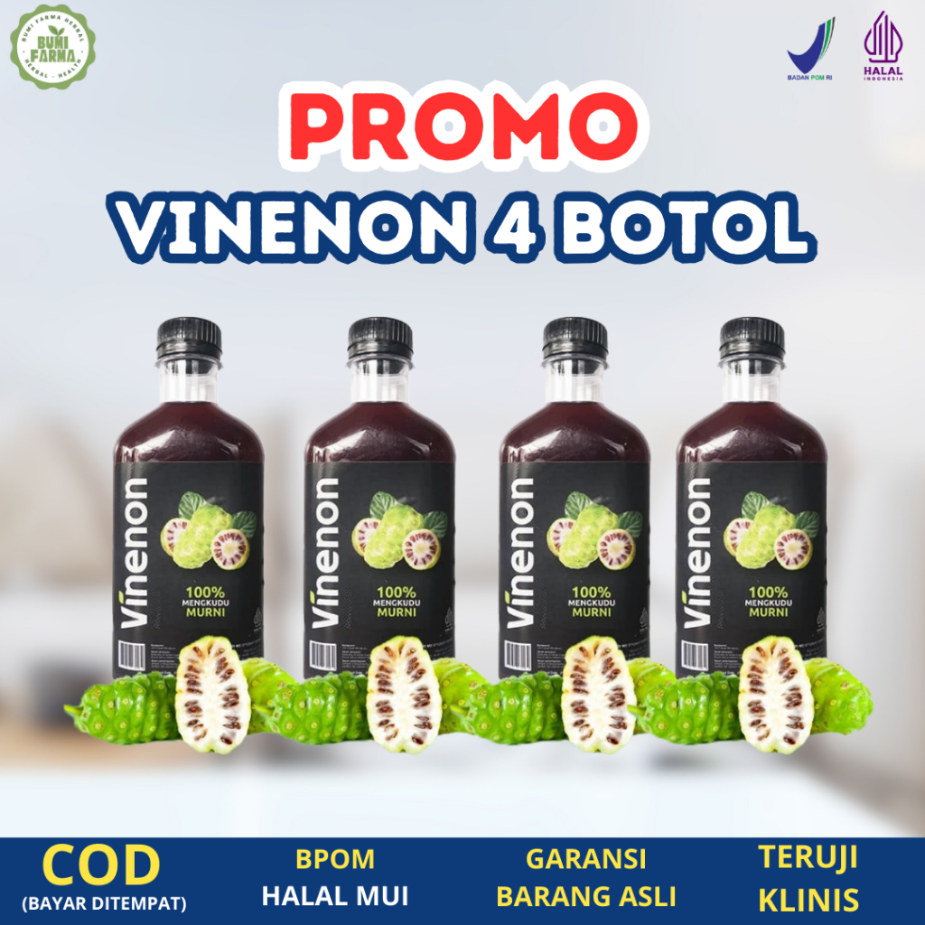 Jual PROMO 4 BOTOL Vinenon Cuka Mengkudu Murni Ampuh Hancurkan Batu ...